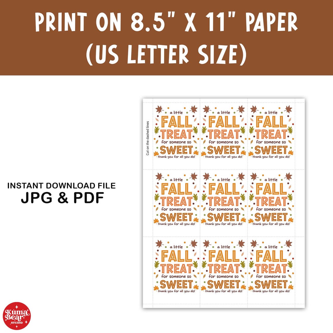 Fall Treat Gift Tags Printable, Thank You for Someone Sweet, Teacher ...