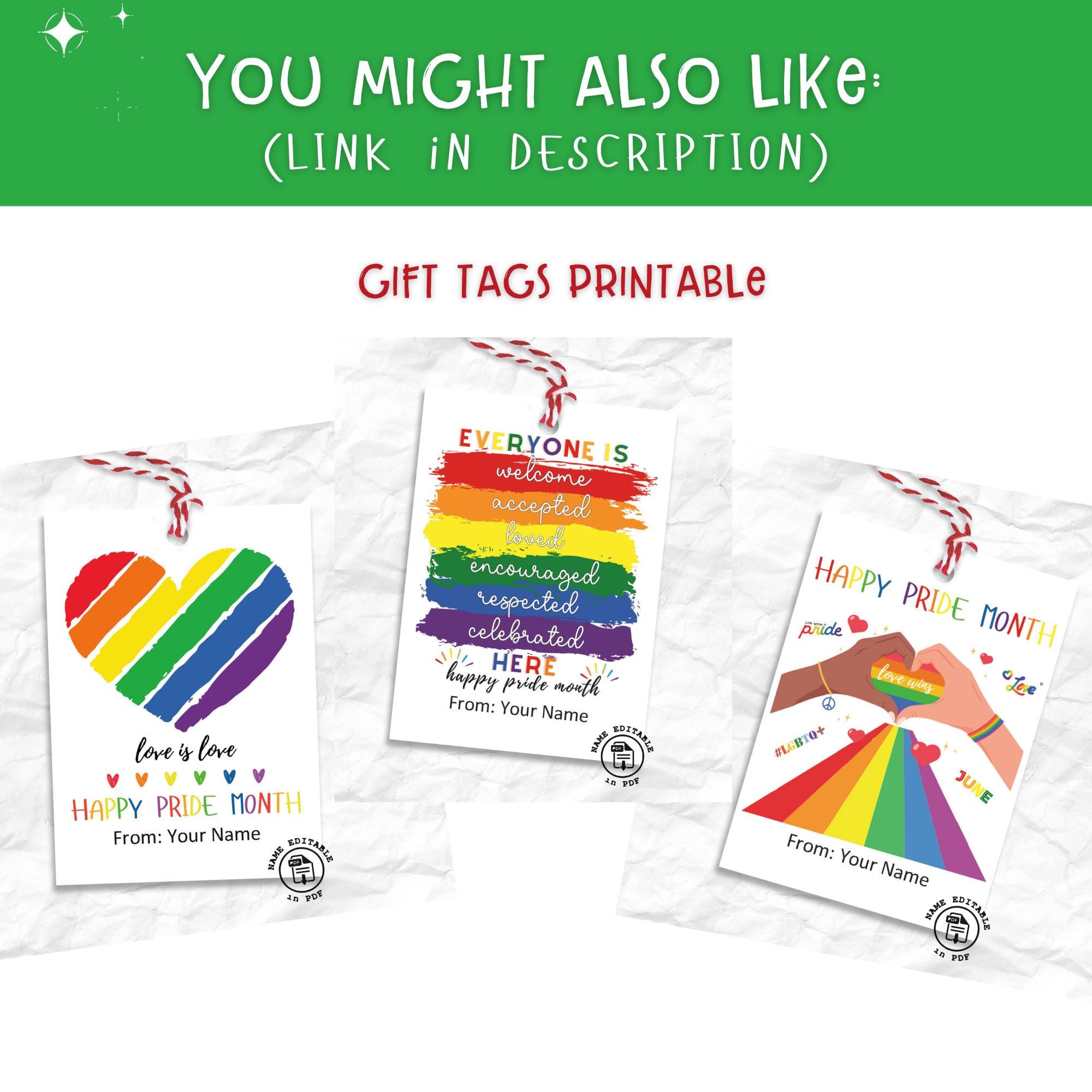 Printable Pride Month Gift Tag: Rainbow Paint Stroke (PDF) - Etsy