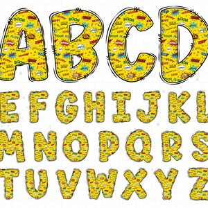 Superhero Doodle Alphabet, Superhero PNG Letters, Superhero Font PNG ...