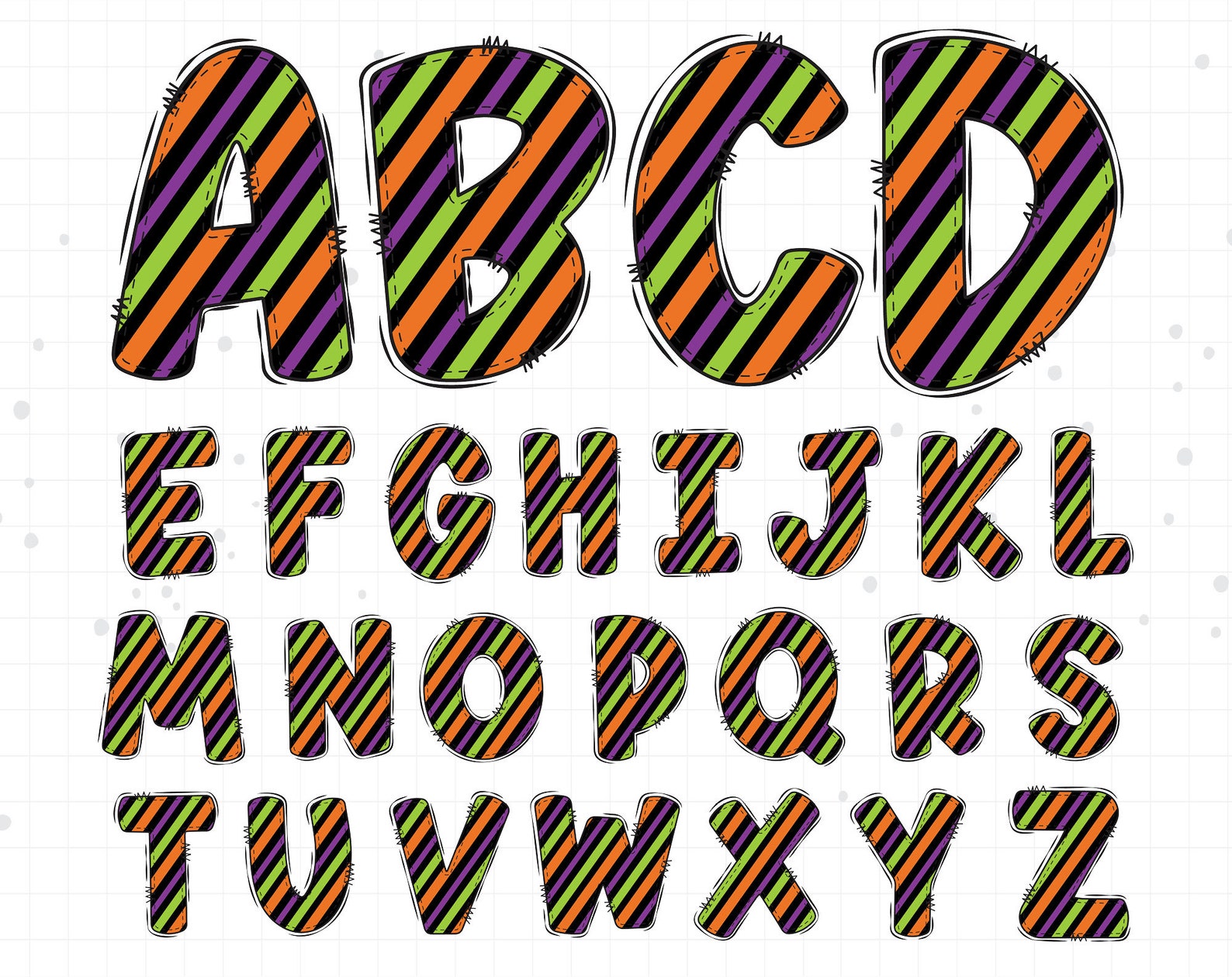 Cute Halloween Doodle Alphabet Bundle Halloween Alphabet PNG - Etsy