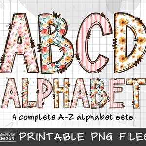 Floral Alphabet PNG Alphabet Sublimation Alphabet Letters - Etsy