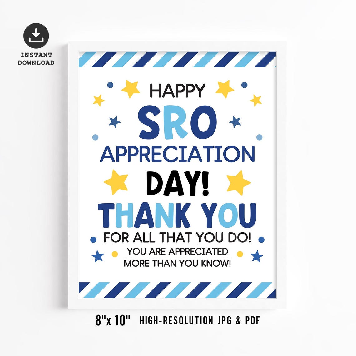 SRO Appreciation Day Printable Sign, School Resource Officers Thank You ...