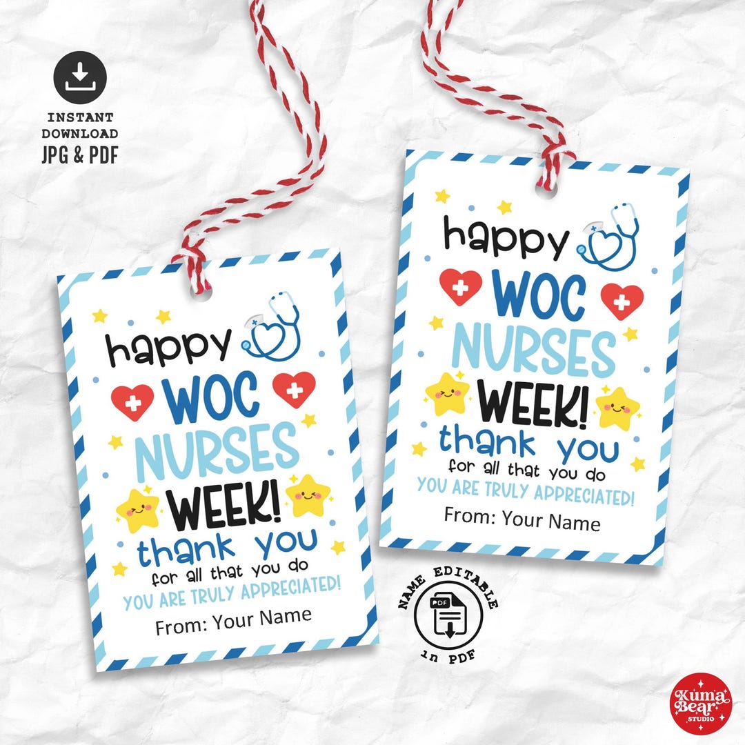 WOC Nurses Week Tag Printable, WOC Nurse Appreciation Week Gifts, Nurse ...