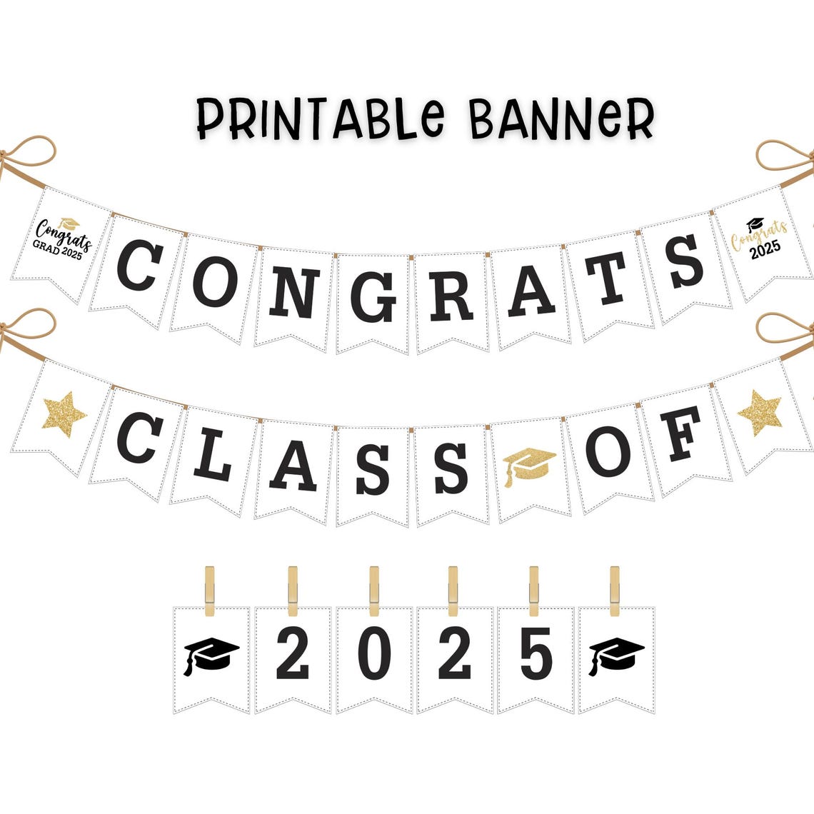Congrats Class of 2025 Banner Printable, Graduation Party Printable ...