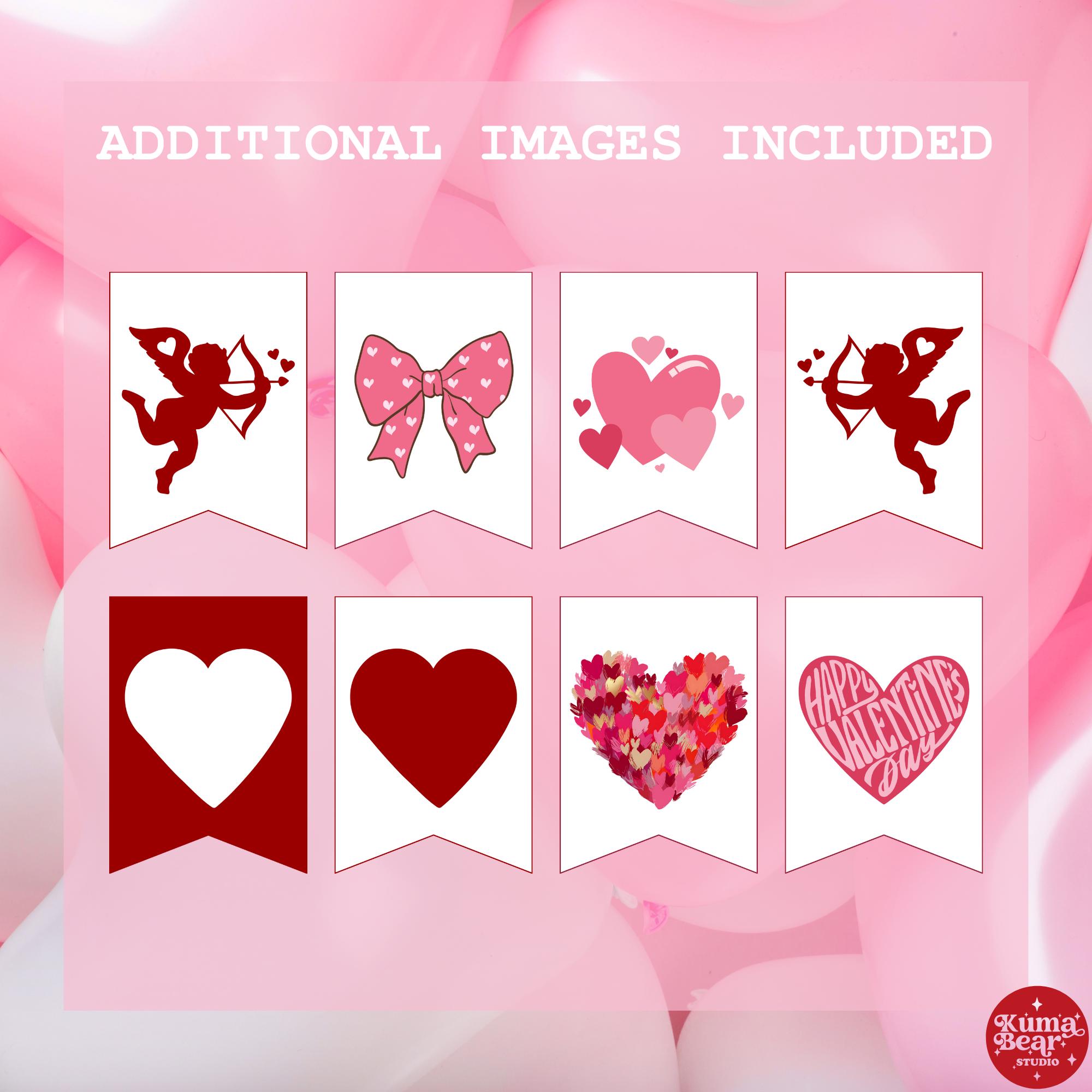 Valentine Banner Printable, Red Valentine's Day Party Decor, Valentines ...
