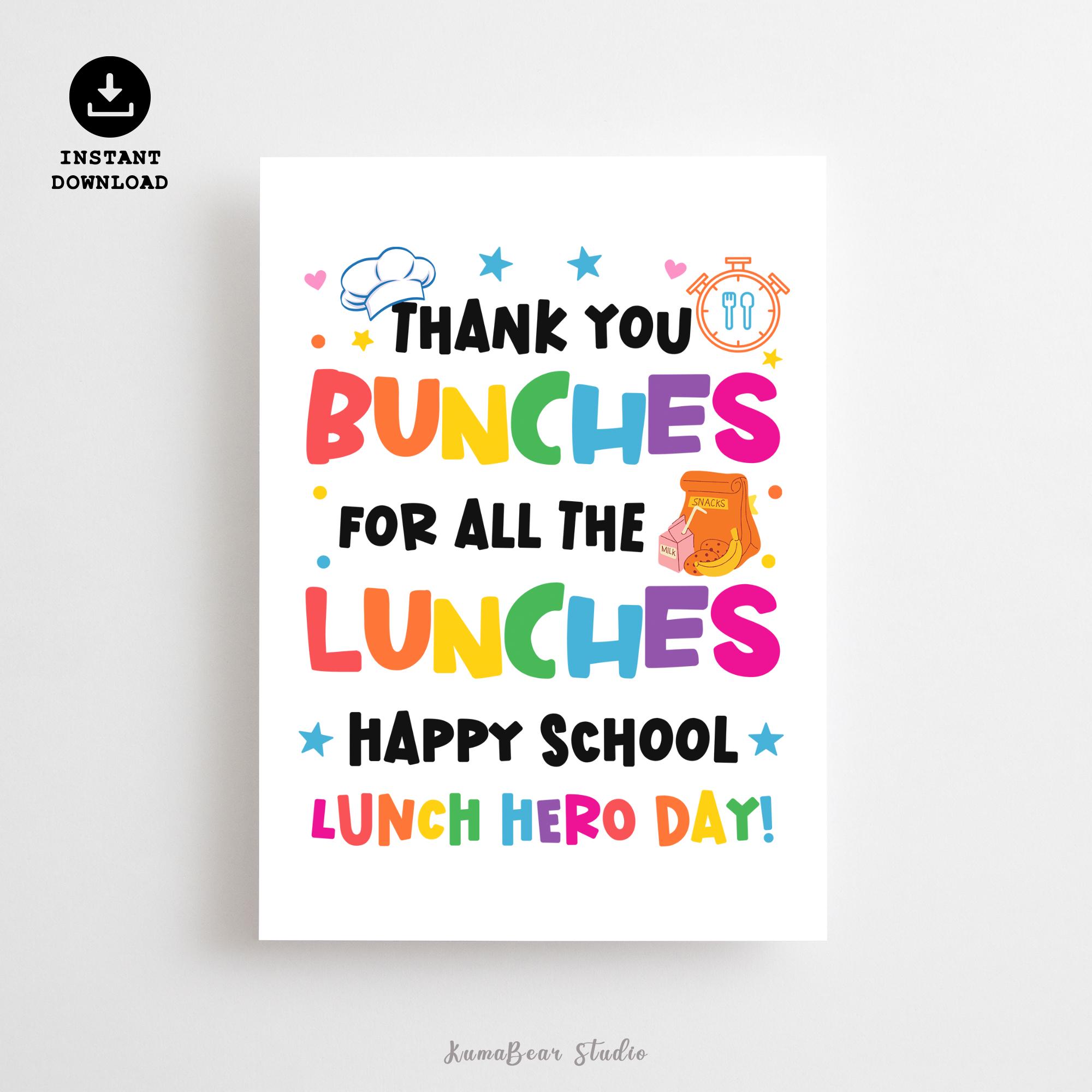 School Lunch Hero Day Card Printable, Cafeteria Staff Appreciation ...