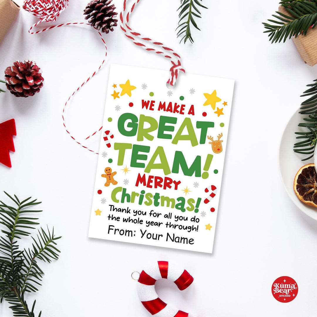 Team Christmas Gift Tags, Staff Appreciation Thank You Treat Tag ...