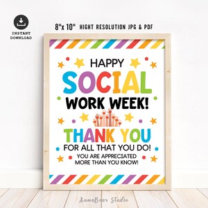 Social Work Week Sign Printable, Social Worker Appreciation Sign ...