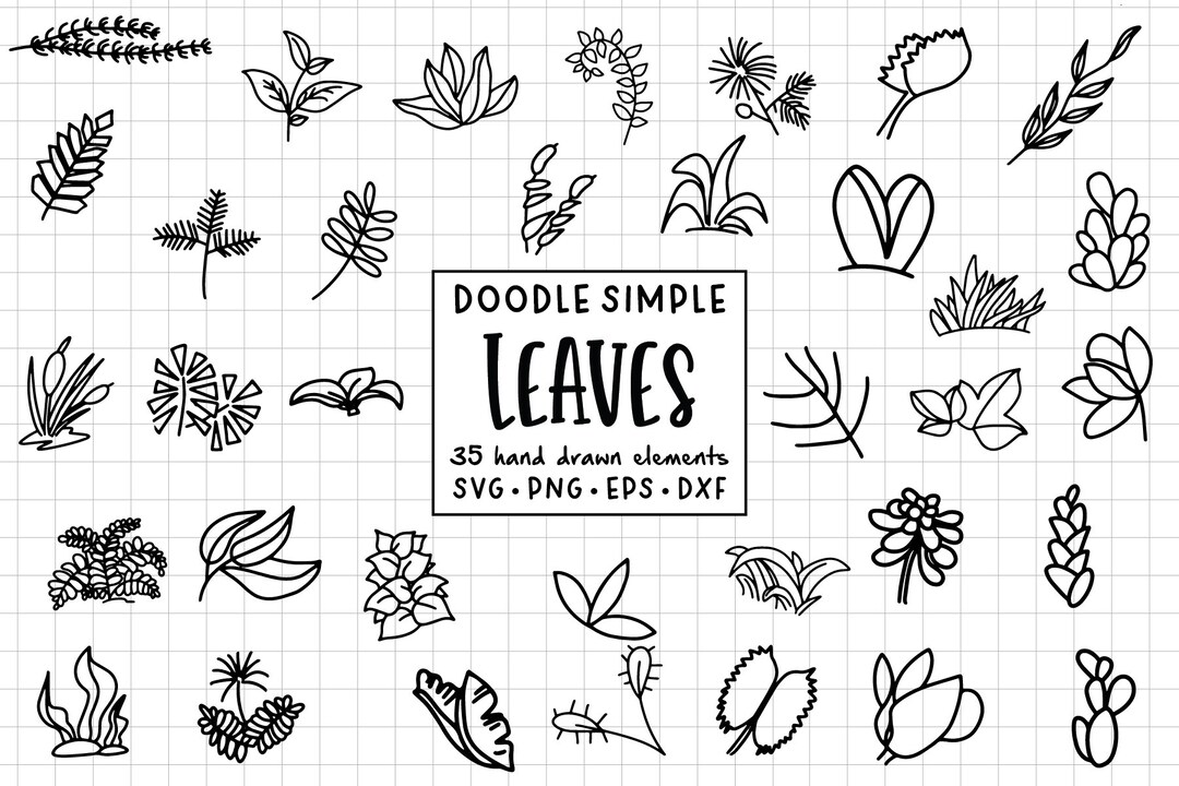 Leaves Doodle, Hand Drawn Leaves Set, Botanical Doodle Clipart, Svg ...