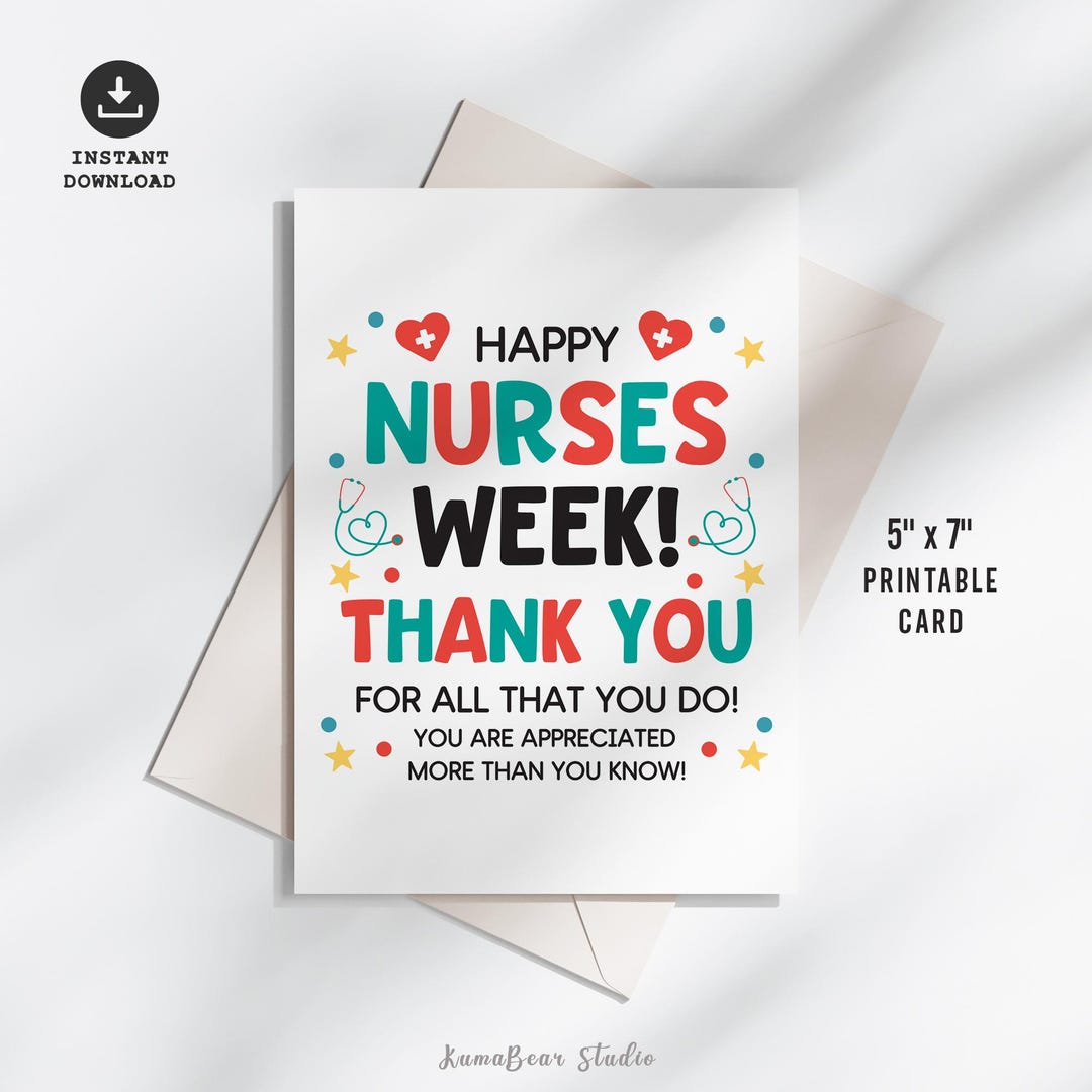 Happy Nurses Week Card Printable, Nurses Appreciation Week Printable ...