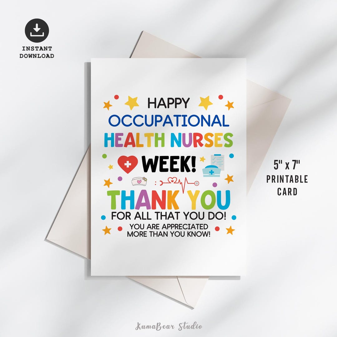 Occupational Health Nurses Week Card Printable, Occupational Health ...