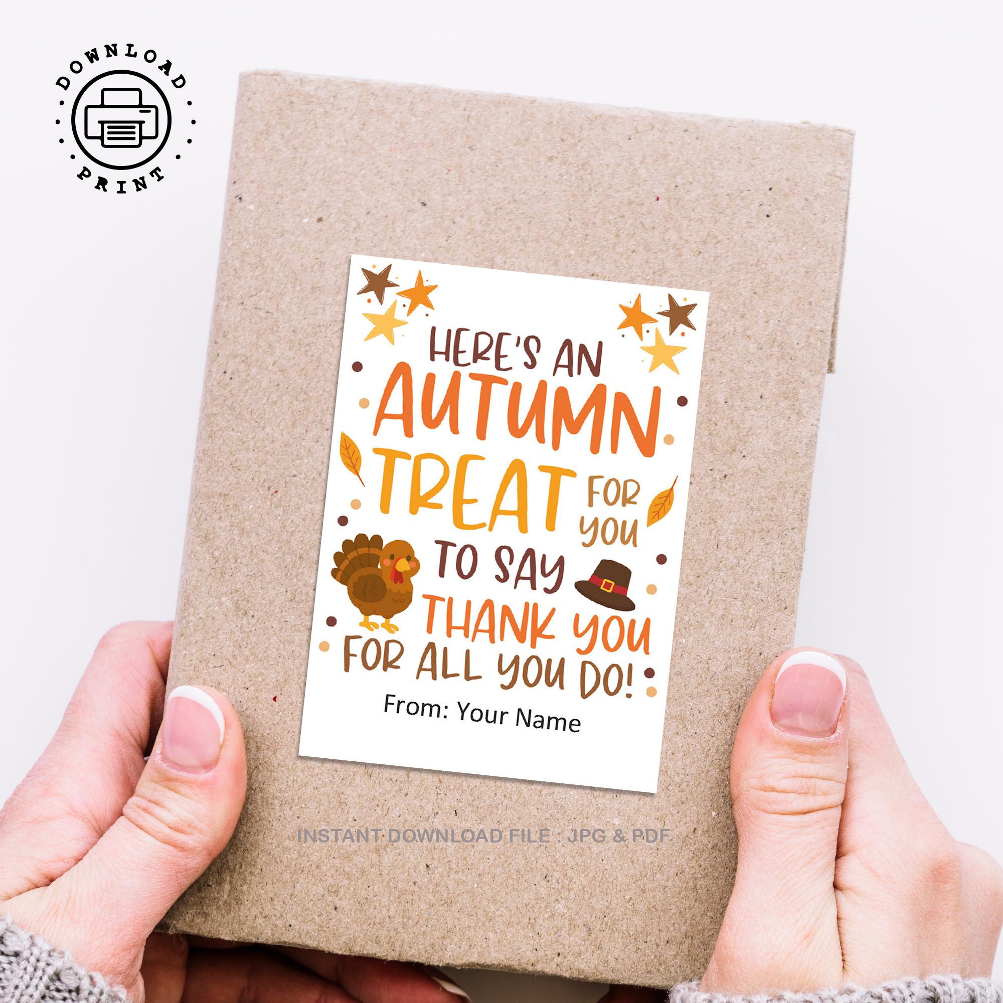 Autumn Treat Gift Tags, Thanksgiving Favor Tags, Fall Printable Thank ...