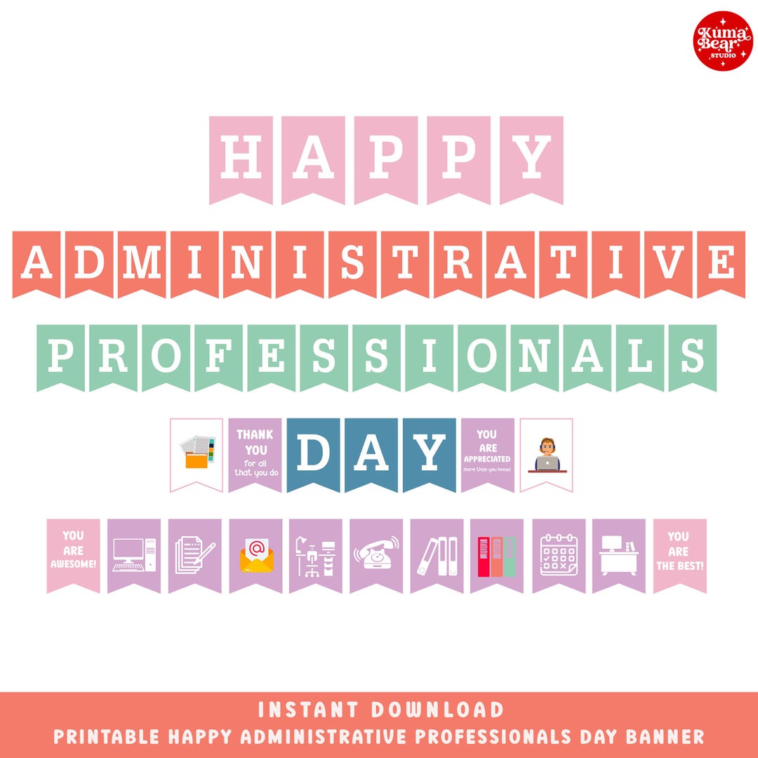 Administrative Professionals Day Banner Printable, Admin Day ...