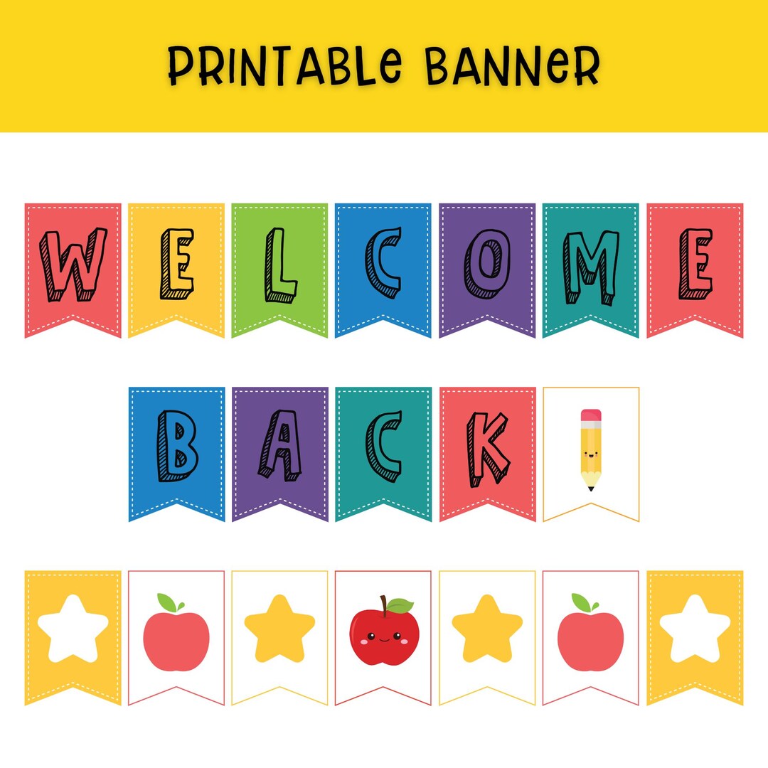 Back to School Banner Printable, Happy First Day of School Printable ...