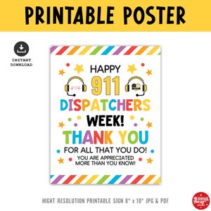 911 Dispatchers Week Sign Printable, Dispatcher Appreciation Week ...