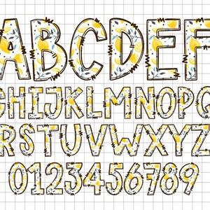 Lemon Summer Doodle Alphabet PNG Bundle, Summer PNG Letters, Lemon ...