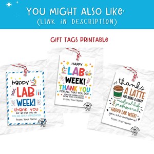 Lab Week Tag Printable, Thank You Label for Medical Lab Professionals ...