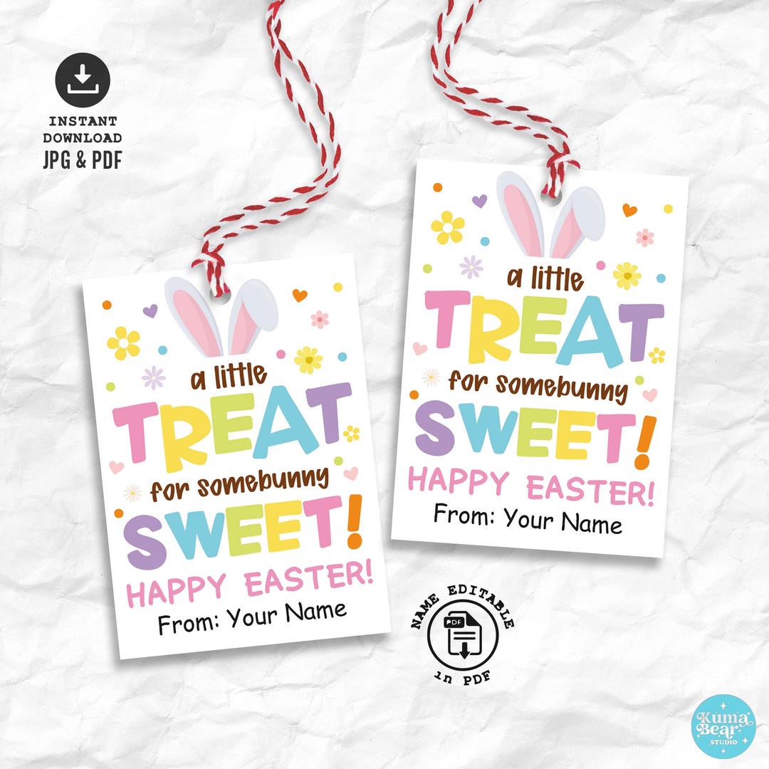 Easter Gift Tags Printable, Editable Classroom Treats Bunny Favor ...