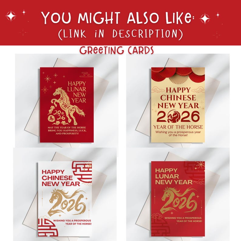 Lunar New Year 2026 Greeting Card, Year of the Horse, Chinese New Year ...