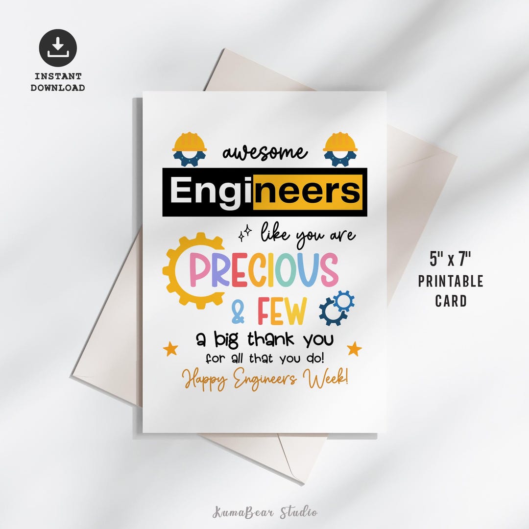 Engineers Week Card Printable, Engineer Appreciation Thank You Gift ...