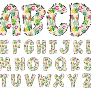 Tropical PNG, Aloha Tropical Doodle Alphabet, Tropical Letters PNG ...