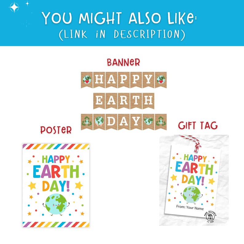 Happy Earth Day Gift Tags Printable, Editable Name (digital Download ...