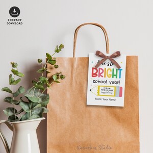 Back to School Printable Gift Tag, Bright School Year Tag, First Day of ...