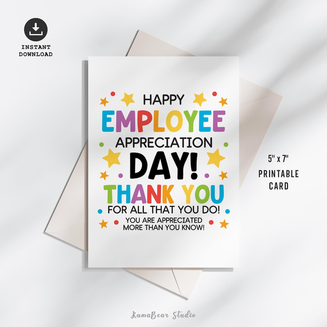 Employee Appreciation Day Card Printable, Employee Appreciation Week ...
