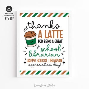 School Librarian Appreciation Day Sign Printable, School Librarian Day ...