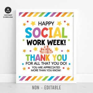 Social Work Week Sign Printable, Social Worker Appreciation Sign ...