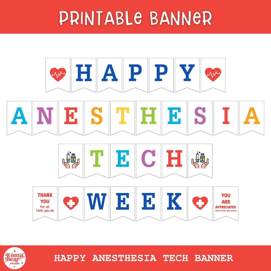 Anesthesia Tech Week Banner, Anesthesia Technician Day Banner Printable ...