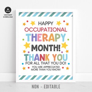 OT Month Sign Printable, Occupational Therapy Month Sign, Thank You ...
