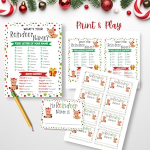 What's Your Reindeer Name Game, Printable Reindeer Name Generator Game ...