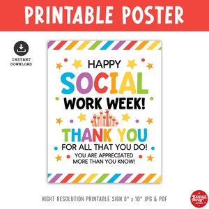 Social Work Week Sign Printable, Social Worker Appreciation Sign ...