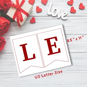 Valentine Banner Printable, Red Valentine's Day Party Decor, Valentines ...