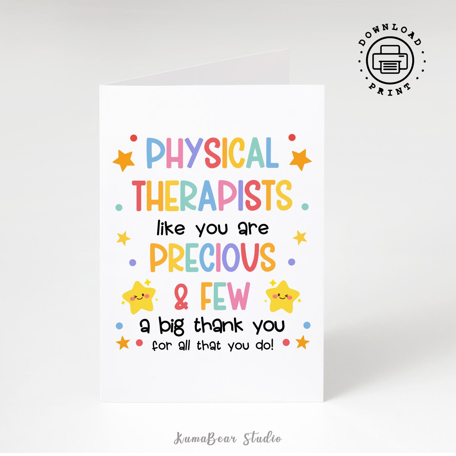 Physical Therapist Appreciation Card – Printable Thank You Greeting ...