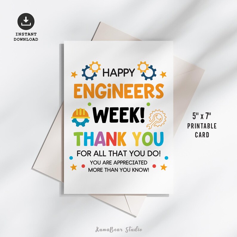 Engineers Week Thank You Card Printable, Engineer Appreciation Greeting ...