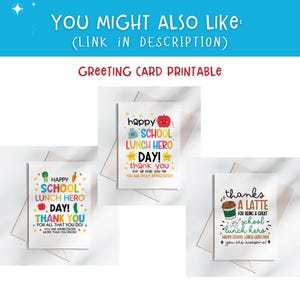 School Lunch Hero Day Card Printable, School Lunch Hero Greeting Card ...
