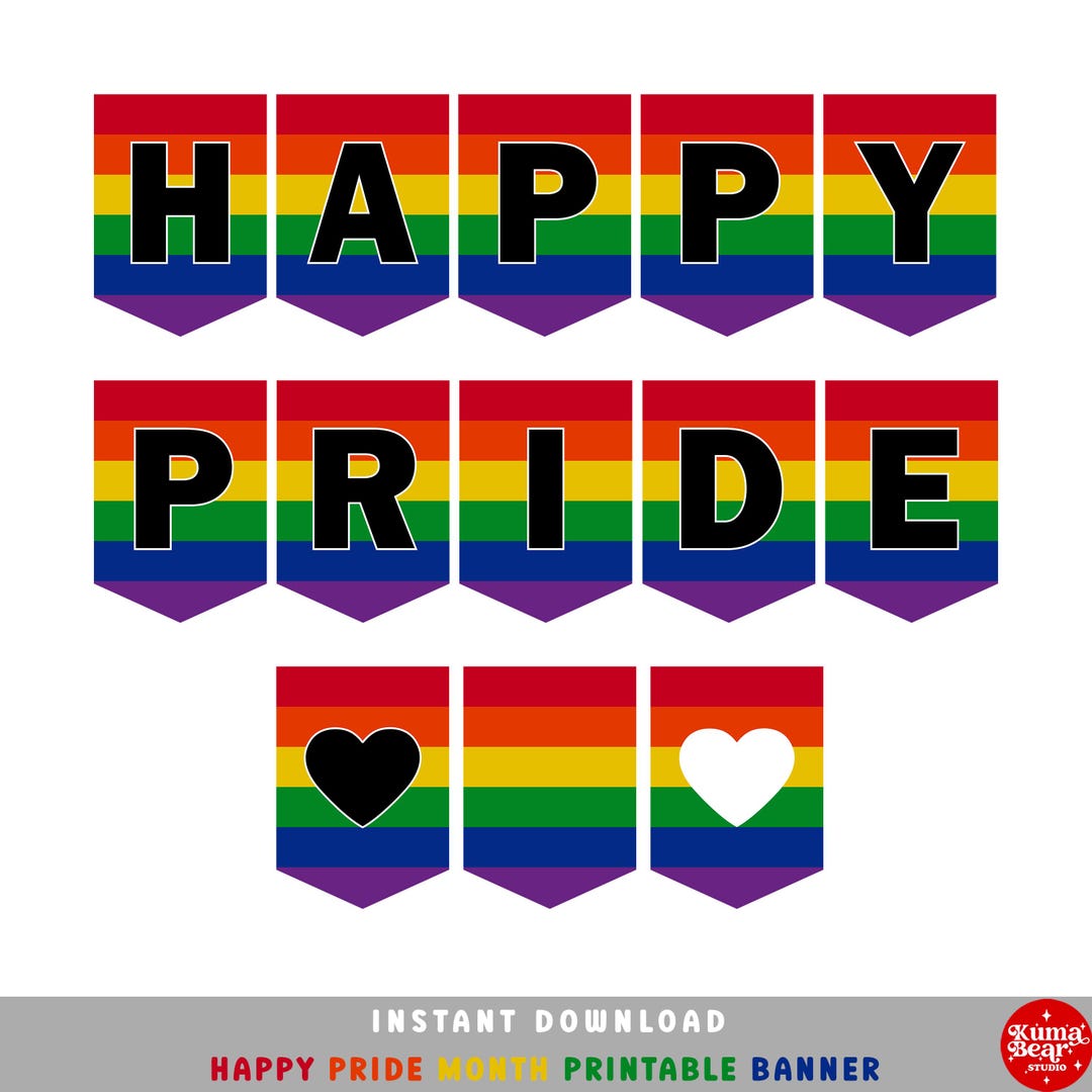 Printable Pride Banner, LGBTQ+ Pride Rainbow Banner Printable, Pride ...