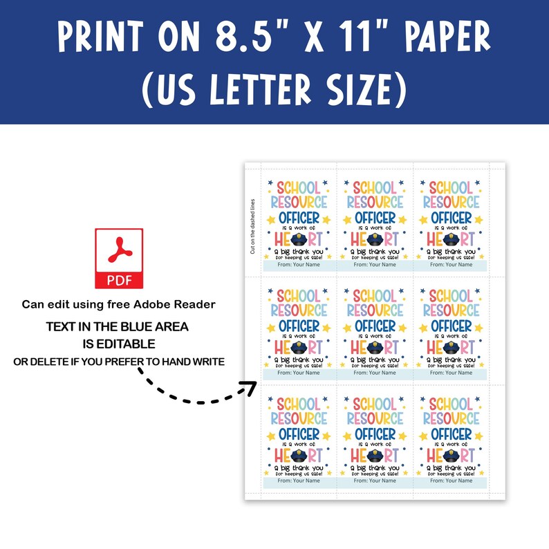 School Resource Officer Gift Tag Printable, SRO Appreciation Day Tags ...