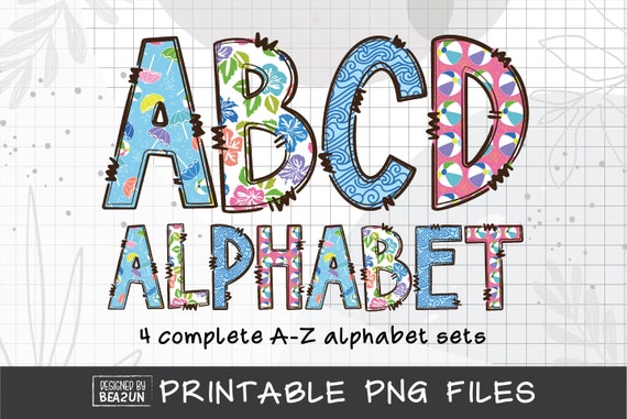 Summer Doodle Alphabet Bundle Summer PNG Letters Beach - Etsy