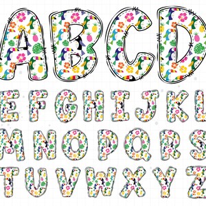 Tropical PNG, Aloha Tropical Doodle Alphabet, Tropical Letters PNG ...