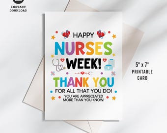 Nurses Week Card Printable, Happy Nurses Week, RN Thank You Card, Nurse ...
