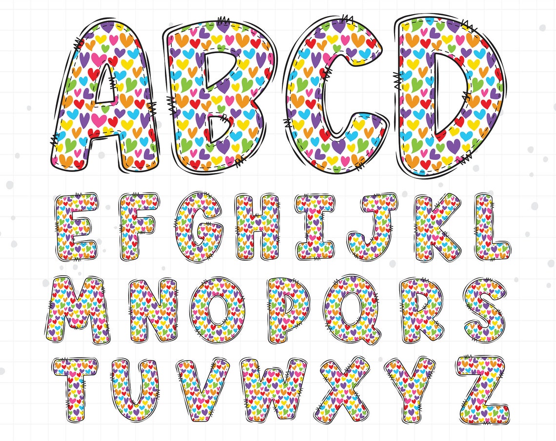 Heart Rainbow Alphabet PNG Sublimation Bundle Rainbow - Etsy