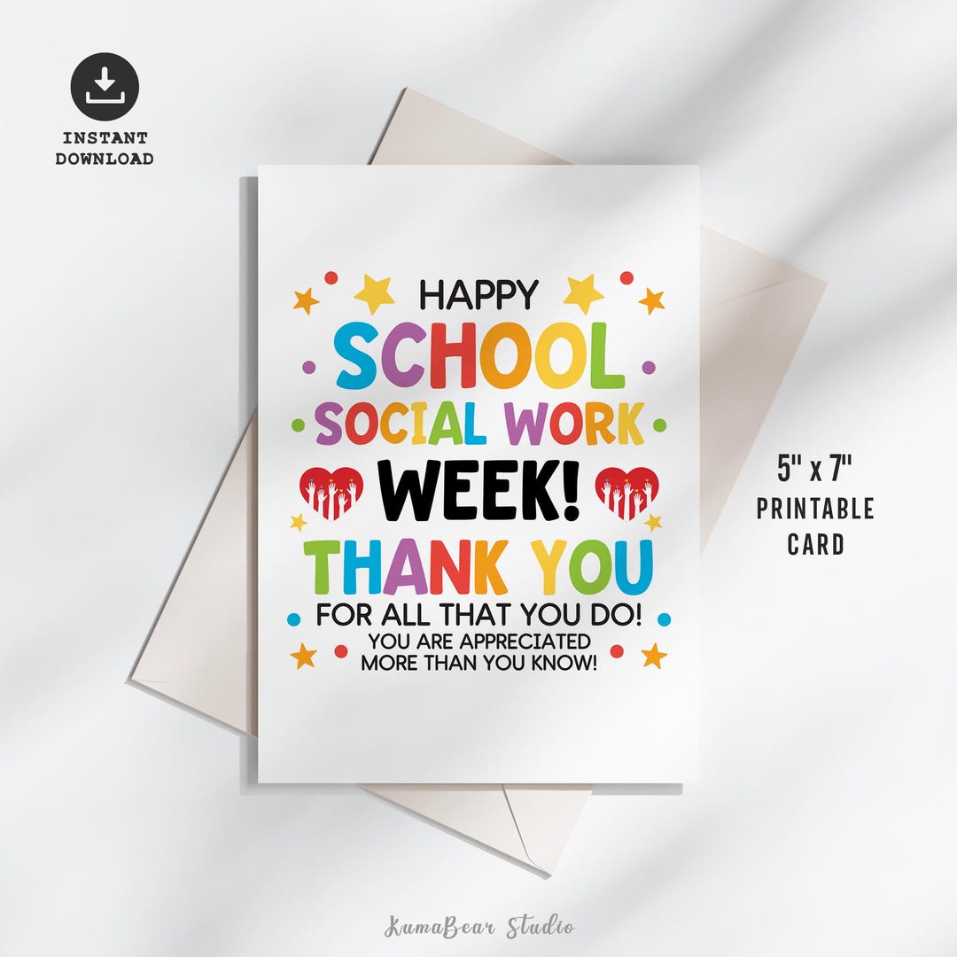 School Social Work Week Card Printable, School Social Worker Card ...