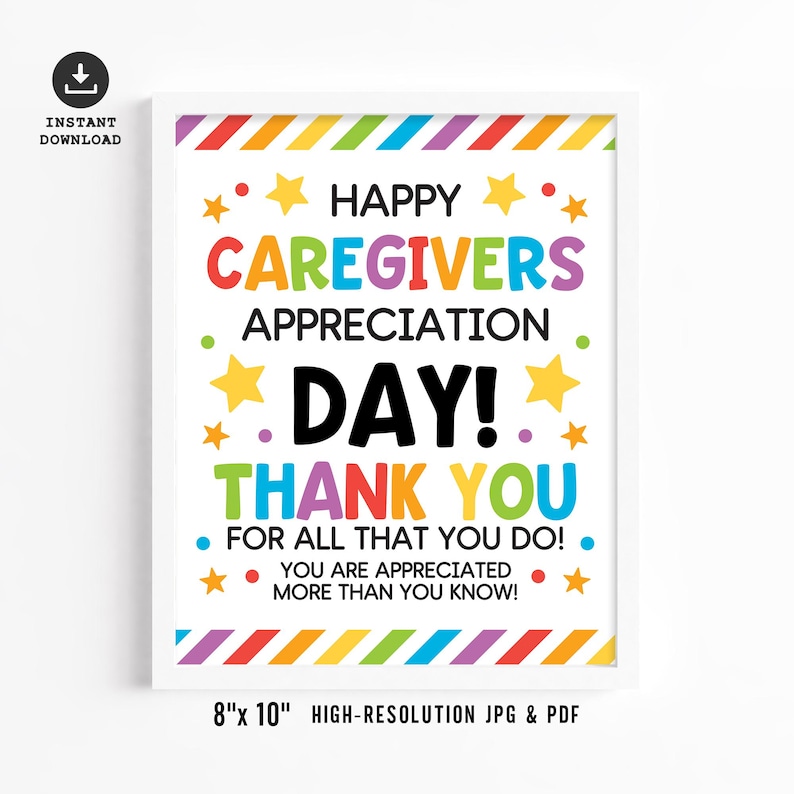 Caregiver Appreciation Printable Poster, Caregivers Day Decor, Staff ...