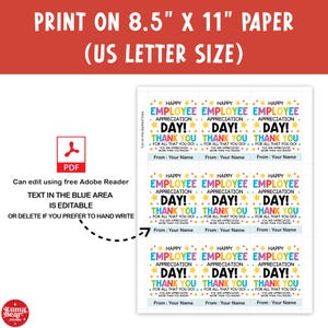 Employee Appreciation Gift Tags, Employee Appreciation Day Tags ...