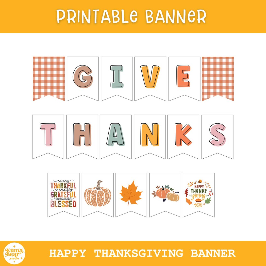 Fall Banner, Printable Banner Thanksgiving Sign, Givethanks Banner ...