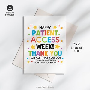 Patient Access Week Card Printable, Patient Access Professionals Week ...