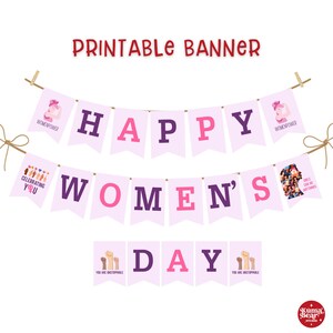 Women's Day Banner Printable, Happy Women's Day Printable Banner ...